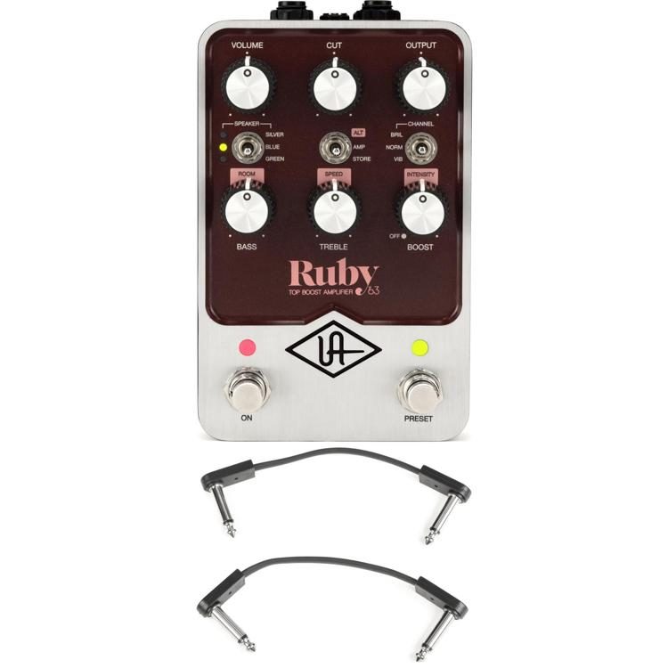 Universal Audio Ruby '63 Top Boost Amplifier Pedal with 3 Patch Cables ...