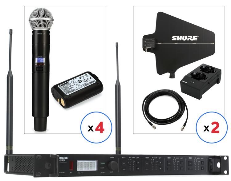 Shure ULXD4Q 4-Channel Handheld Wireless Bundle - G50 Band | Sweetwater