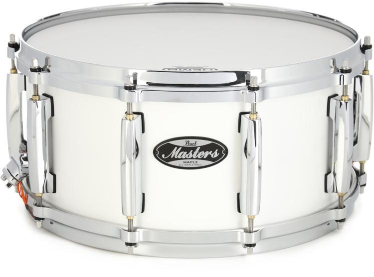 Pearl Masters Maple Snare Drum - 6.5 inches x 14 inches, Arctic White ...