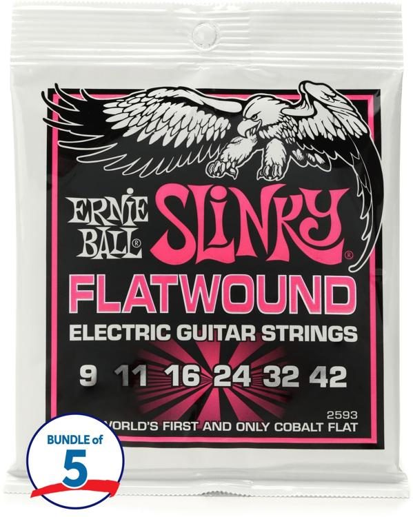 Ernie Ball 2593 Super Slinky Flatwound Electric Guitar Strings - .009 ...