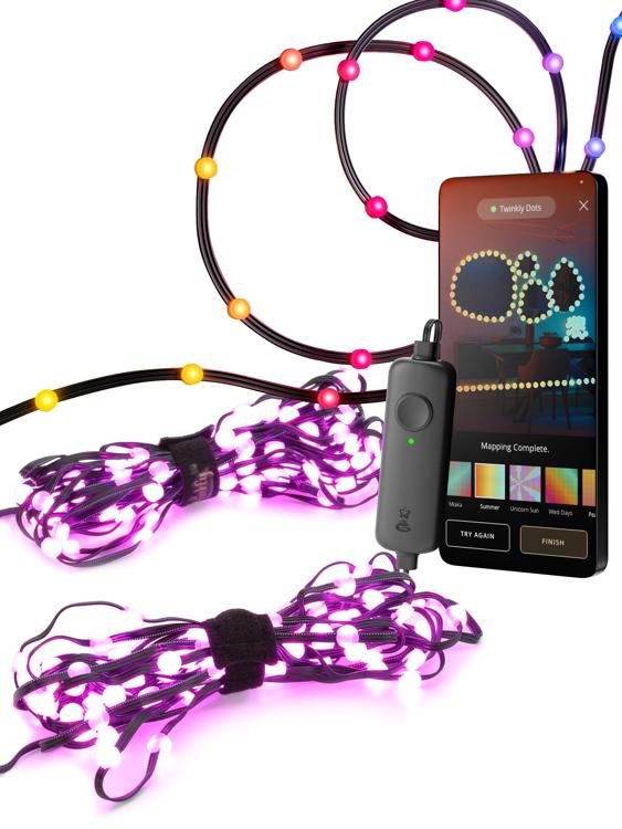 Twinkly Dots 200 RGB LED Smart Light String - Black, 32 foot | Sweetwater