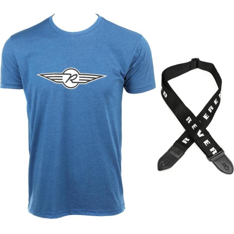 Reverend Classic Logo T-shirt with Guitar Strap - Small, Heather Lake ...