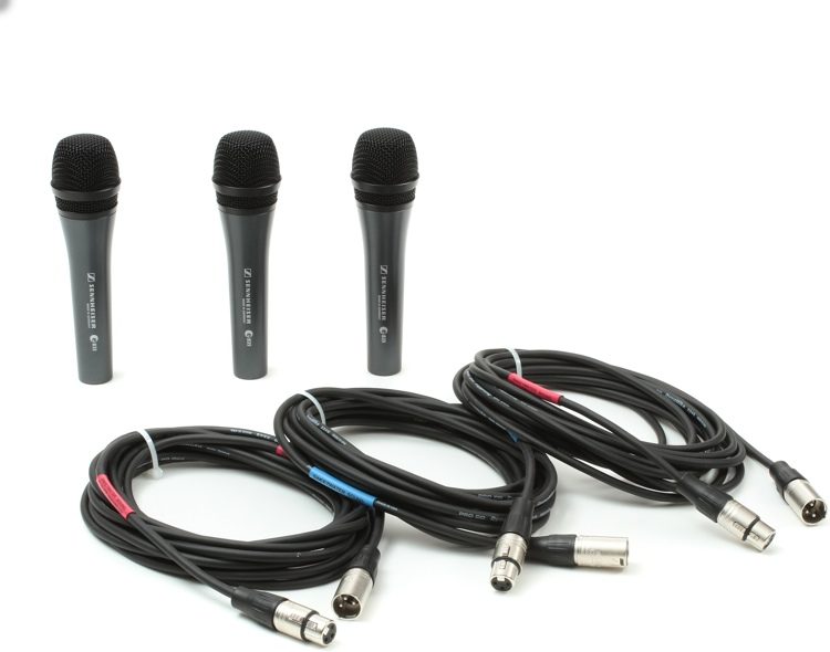 Sennheiser e 835 Cardioid Dynamic Microphone 3-pack Bundle with Cables ...