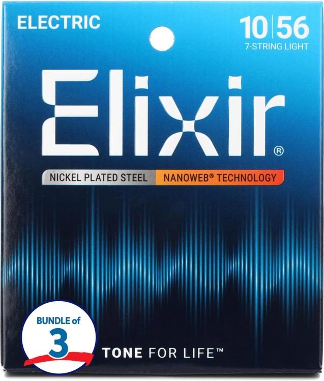 Elixir Strings 12057 Nanoweb Electric Guitar Strings - .010-.056 Light ...