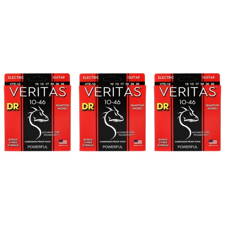 DR Strings VTE-10 Veritas Electric Guitar Strings - .010-.046 Medium (3 ... DR Strings VTE-10 Veritas Electric Guitar Strings - .010-.046 Medium (3 ...