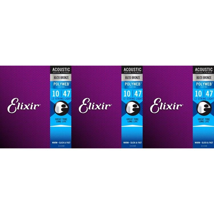 Elixir Strings 11150 Polyweb 80/20 Bronze Acoustic Guitar Strings ...