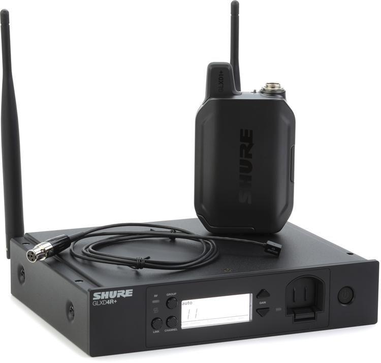 Shure GLXD14R+ Digital Wireless Rackmount Presenter System with WL93 Lavalier Microphone ...