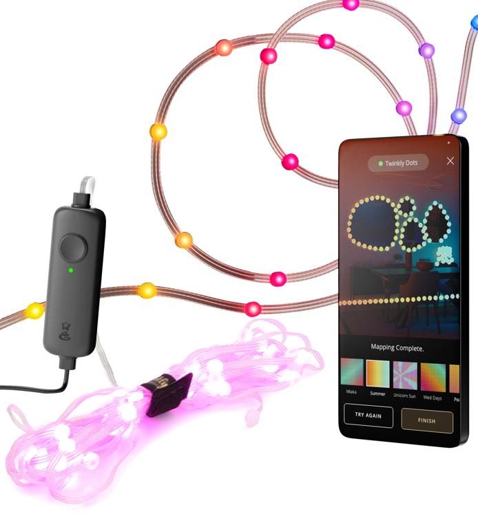 Twinkly Dots 60 RGB LED Smart Light String - Clear, 9 foot | Sweetwater