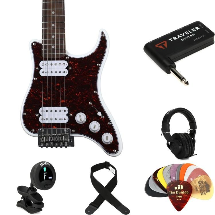 Traveler Guitar Travelcaster Deluxe HH and Headphone Amp Bundle - Gloss ...