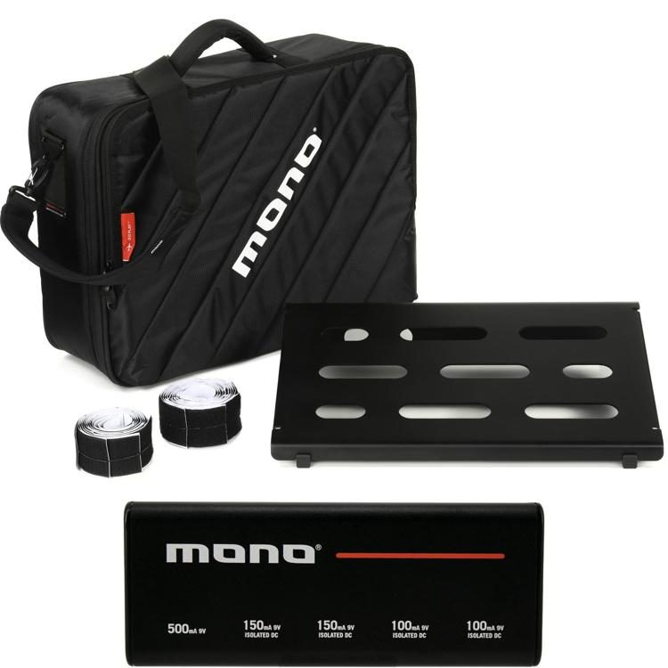 MONO Pedalboard Small With Club Accessory Case 2.0 and 5-outlet Isolated USB Power Supply ...