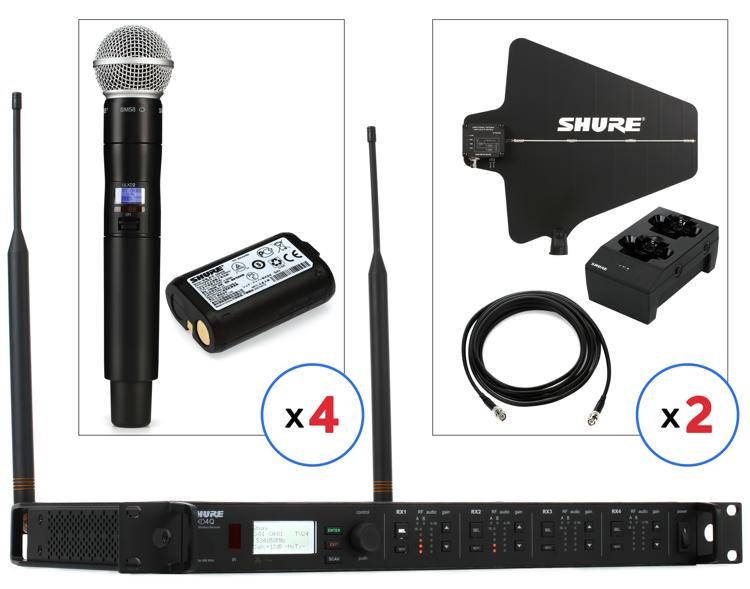 Shure ULXD4Q 4-Channel Handheld Wireless Bundle - H50 Band | Sweetwater