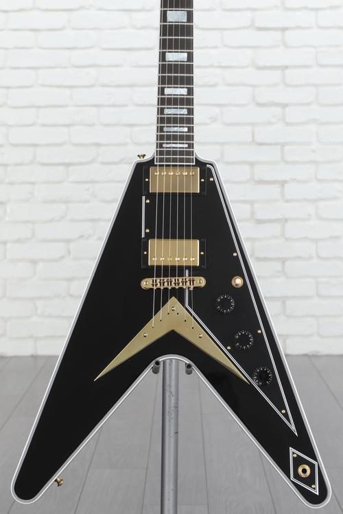 Gibson Custom Flying V Custom - Ebony with Ebony Fingerboard | Sweetwater
