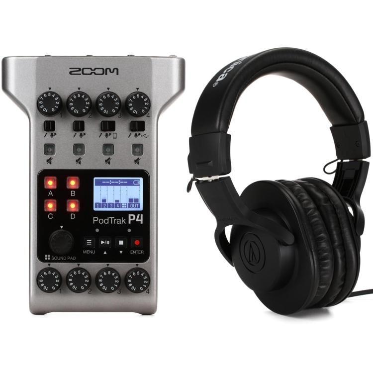 Zoom PodTrak P4 4-input Ultimate Recorder for Podcasting and Headphones ...