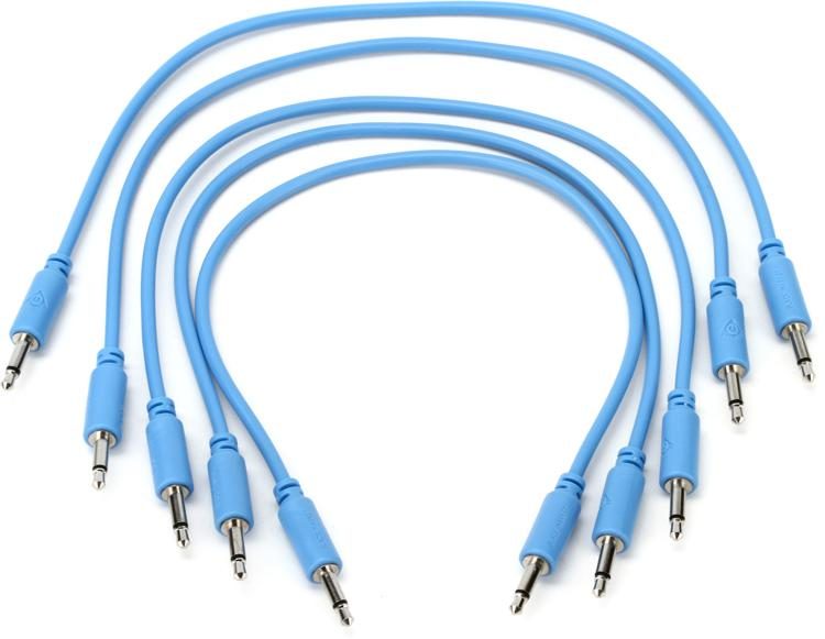 Black Market Eurorack Patch Cable 5-pack - 25cm Blue | Sweetwater