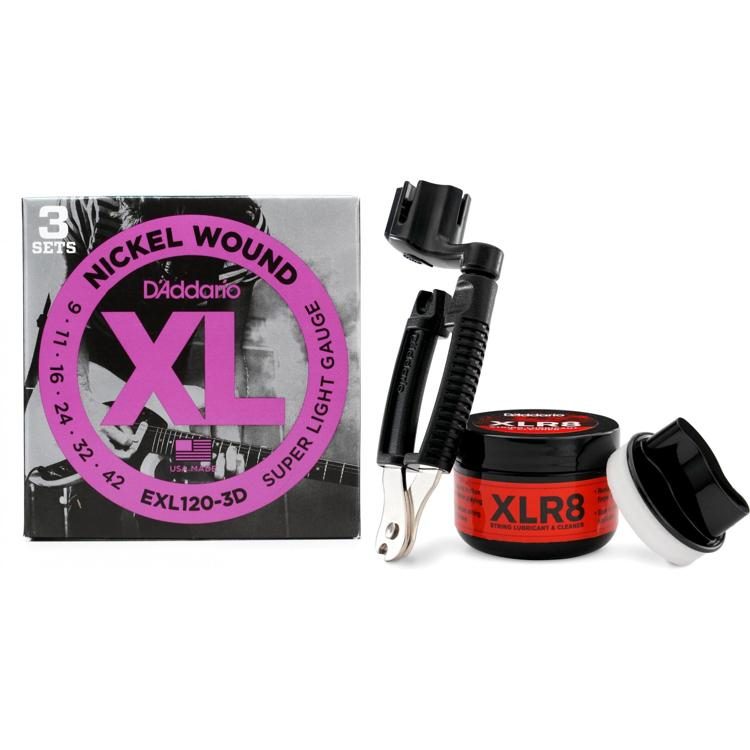 D'Addario EXL120-3D XL Nickel Wound Electric Guitar Strings - .009-.042 ...