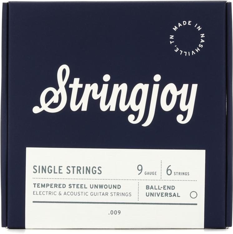 Stringjoy Single Electric or Acoustic Unwound Guitar Strings - .009 (6-pack) | Sweetwater