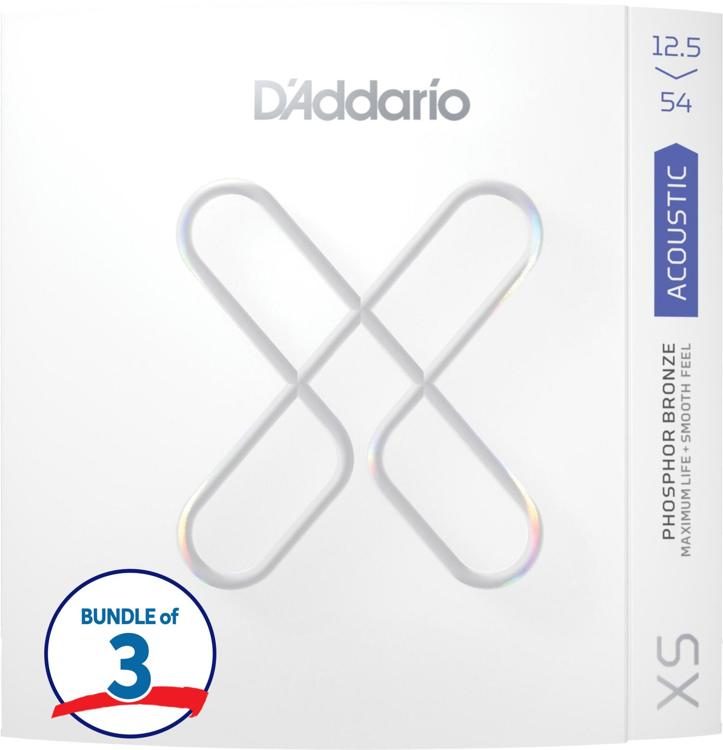 D'Addario XS Phosphor Bronze Coated Acoustic Guitar Strings (3 Pack ...
