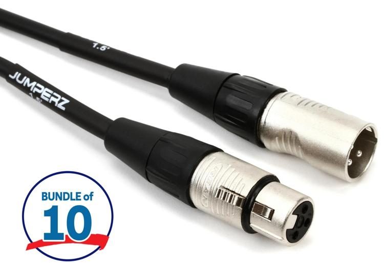 JUMPERZ JBM Blue Line Microphone Cable - 1.5 foot (10-pack) | Sweetwater