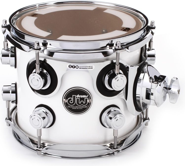 DW Performance Series Mounted Tom - 7"x8" - Gloss White Finish Ply ...