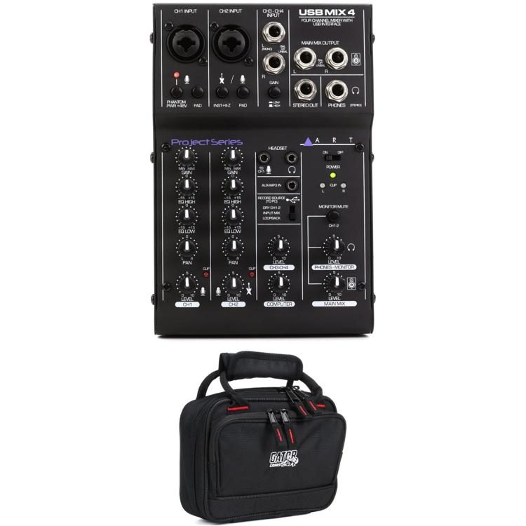 ART USBMix4 Mixer with USB Interface and Gator Mixer Bag | Sweetwater