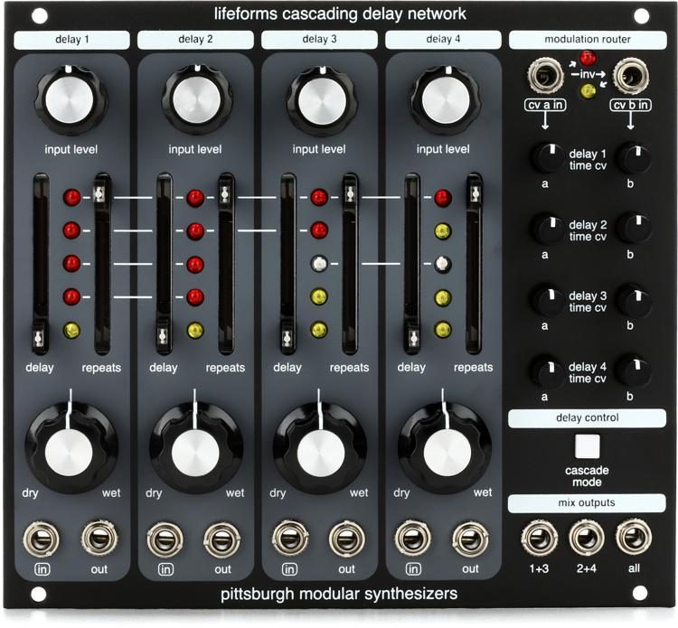 Pittsburgh Modular Lifeforms Cascading Delay Network - Quad Delay Matrix Eurorack Module ...