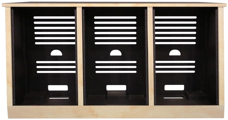 Sound Construction Triple Bay Slanted 16Ux3 Studio Rack - Maple Trim ...