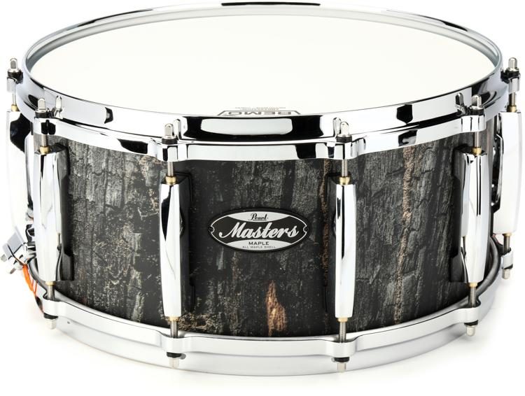 Pearl Masters Maple Snare Drum - 6.5 inches x 14 inches, Satin Charred ...