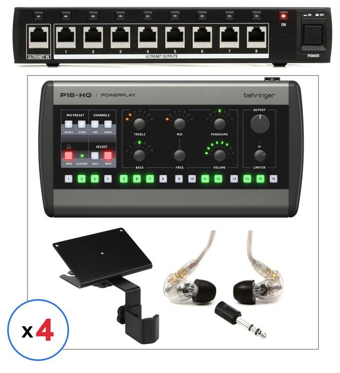 Behringer P16M Personal Monitoring System with Shure SE215 In-ear ...