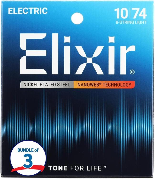 Elixir Strings 12062 Nanoweb Electric Guitar Strings - .010-.074 Light ...