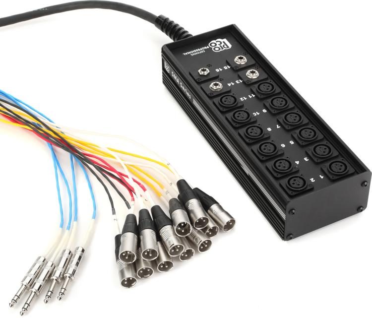 Pro Co SMA1204FBQ-50 SMA Series 12x4 Stage Snake with 1/4 inch Returns ...