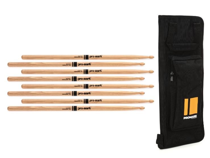 Promark Hickory Drumsticks and Stick Bag - 5A - Wood Tip - 4-pack | Sweetwater