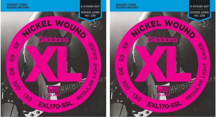 D'Addario XL170-5SL Nickel Wound Super Long Scale Light 5-String Bass ...