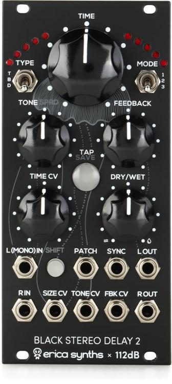 Erica Synths Black Stereo Delay2 Eurorack Module | Sweetwater