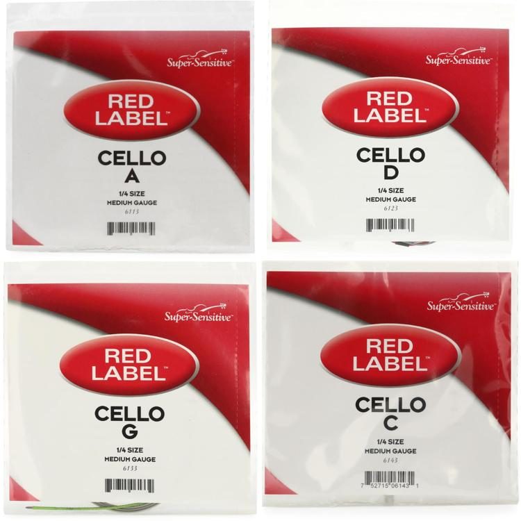 Super-Sensitive 6113 Red Label Cello String Set - 1/4 Size | Sweetwater