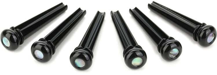 Martin Luxe Liquid Metal Bridge Pin Set - Gloss Black with Pearl Inlays ...