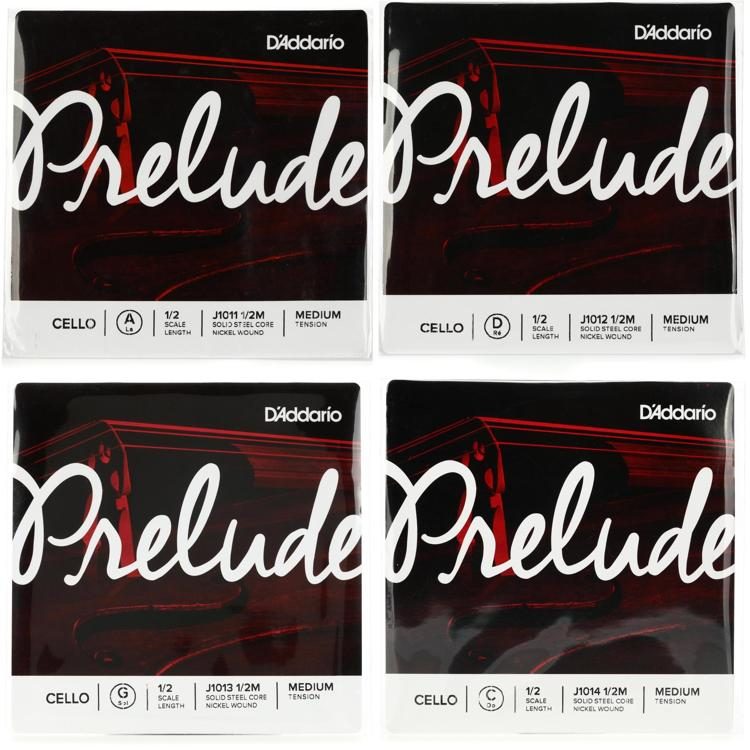 D'Addario J1011 Prelude Cello String Set Bundle - 1/2 Size Medium ...
