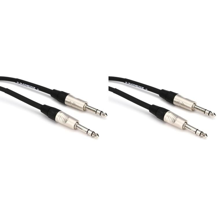 JUMPERZ JB2TRS-5 Blue Line 1/4-inch TRS Male to 1/4-inch TRS Male Patch Cable (2-Pack) - 5 foot ...