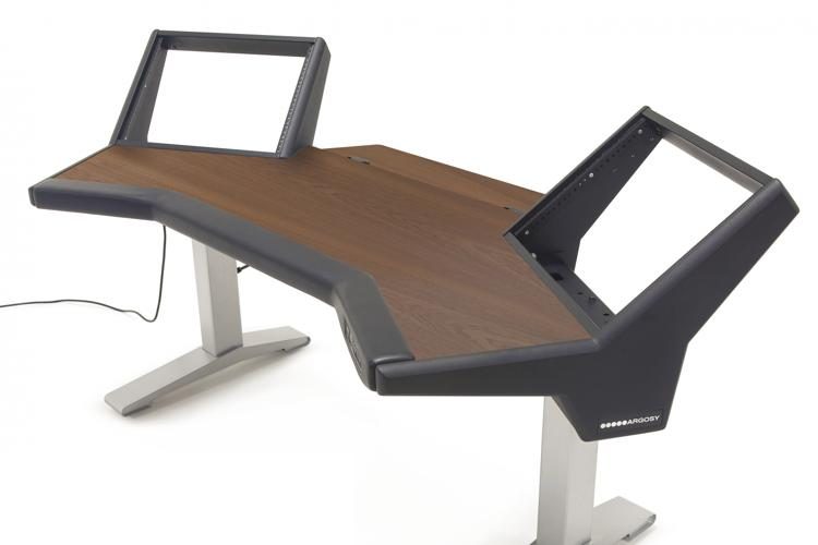 Argosy Halo.E2 Base Sit-Stand Workstation Desk with Mahogany Veneer ...