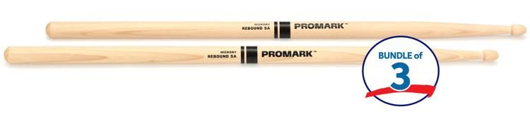 Promark Rebound Drumsticks (3-Pair) - Hickory - 0.565" - Acorn Tip | Sweetwater