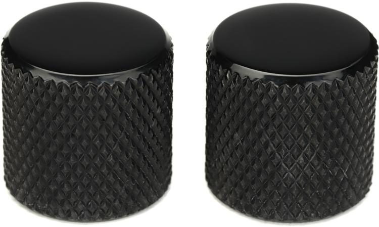 920D Custom Flat-top Knurled Metal Knobs - Black, 2-pack | Sweetwater