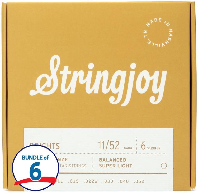 Stringjoy Brights 80/20 Bronze Acoustic Guitar Strings - Super Light ...