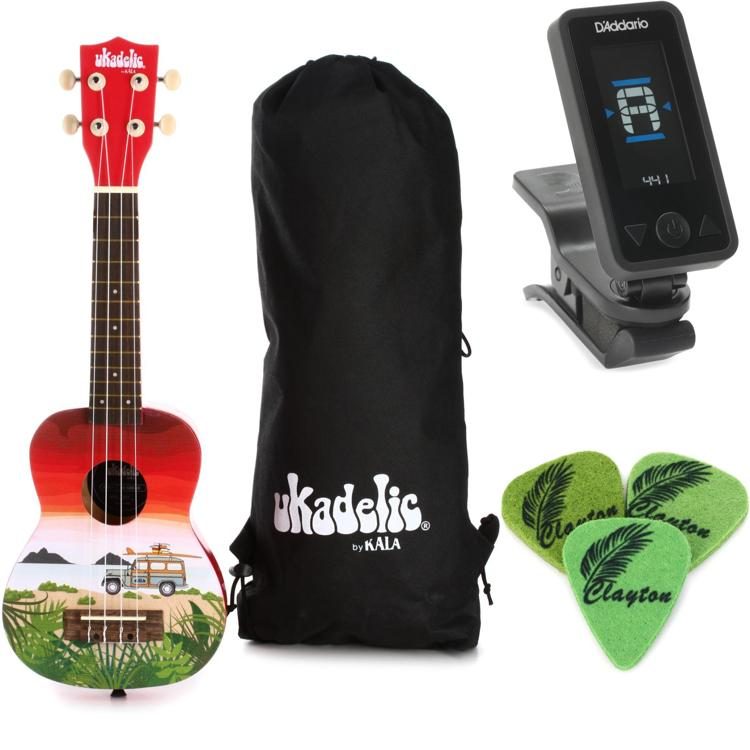 Kala Ukadelic Soprano Ukulele Essentials Bundle - Surfari | Sweetwater