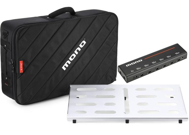 MONO Pedalboard Medium With Tour Accessory Case 2.0 and 7-outlet Isolated Power Supply - Silver ...