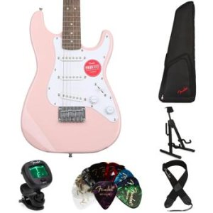 Squier Mini Stratocaster Electric Guitar- Shell Pink with Laurel ...