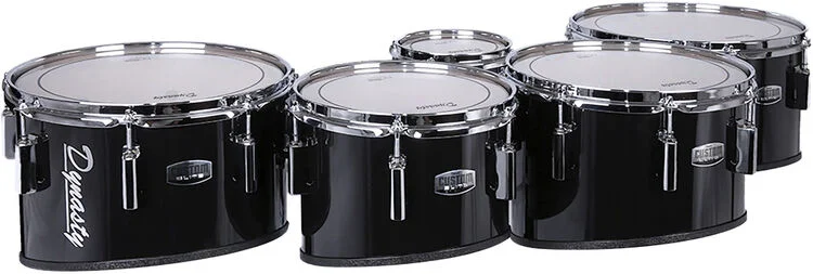 Dynasty Custom Elite Multi-Tenor Marching Drums - Quint, Black | Sweetwater