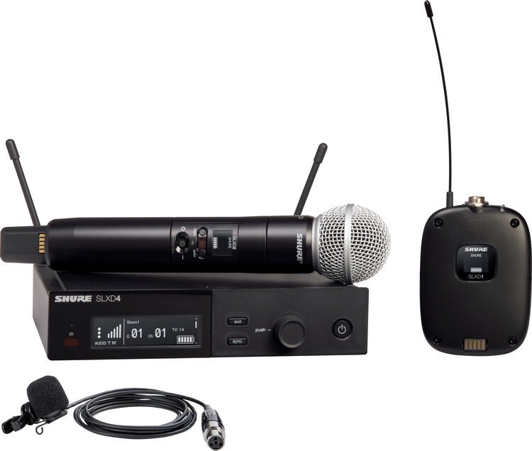 Shure SLXD124/85M Wireless Handheld and Lavalier Microphone Combo System - G58 Band | Sweetwater