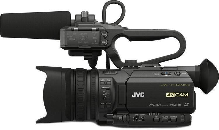 JVC GY-HM250HW 4KCAM Compact Handheld Camcorder with 12x Lens | Sweetwater