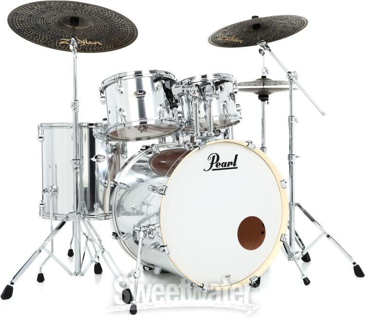 Pearl Export 5-piece Drum Set with Snare Drum - Mirror Chrome | Sweetwater
