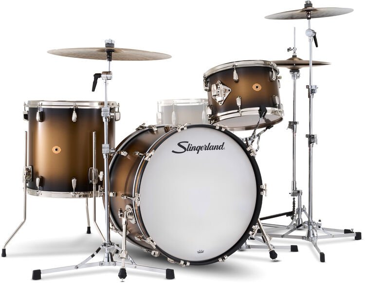 Slingerland Radio King 3-piece Shell Pack - Black and Gold Lacquer | Sweetwater