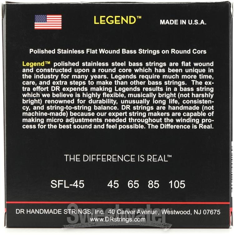 DR Strings Legend Polished Flatwound Stainless Steel Bass Strings ...
